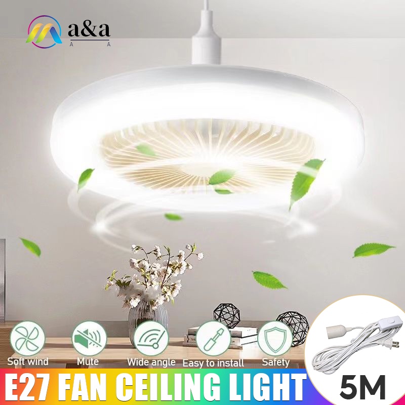E27 Ceiling Fan Chandelier Fan Light Dimming 72W Lamp Living Room ...