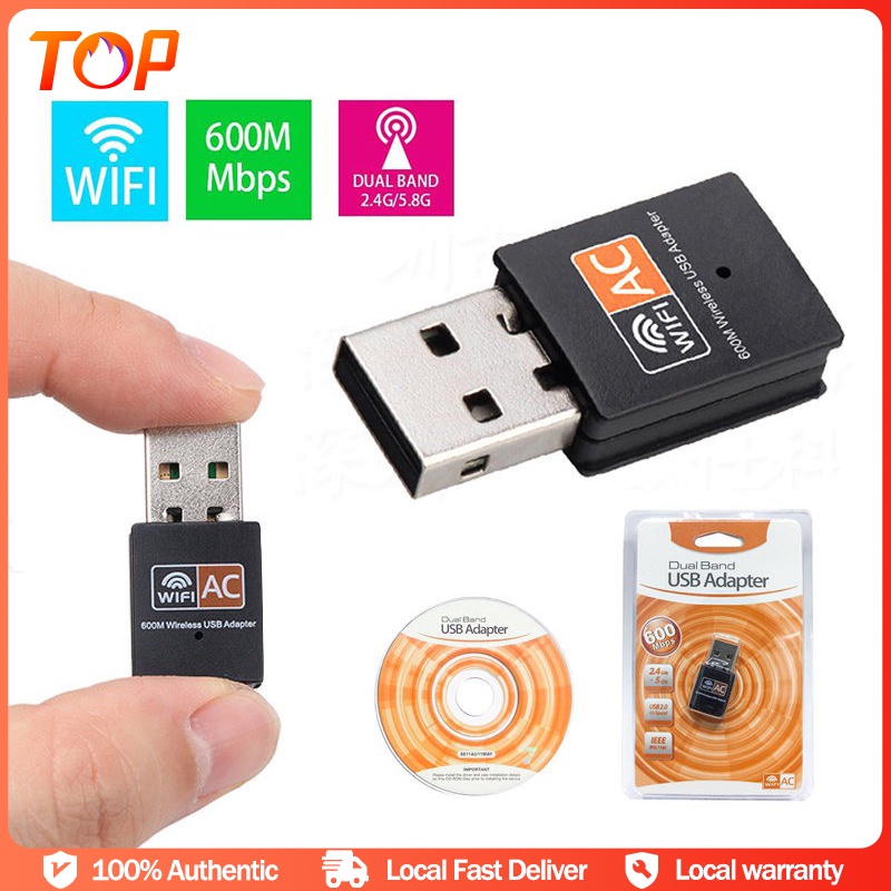 600Mbps USB Wifi Dongle Wireless Adapter 2.4G/5GHz Dual Band Mini ...