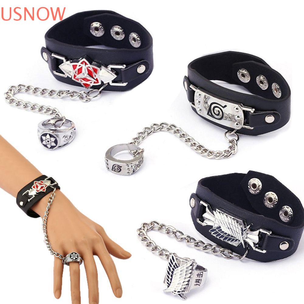 USNOW Anime Hapyto Bracelets Sasuke Konoha Adjustable Punk Chain Attack ...