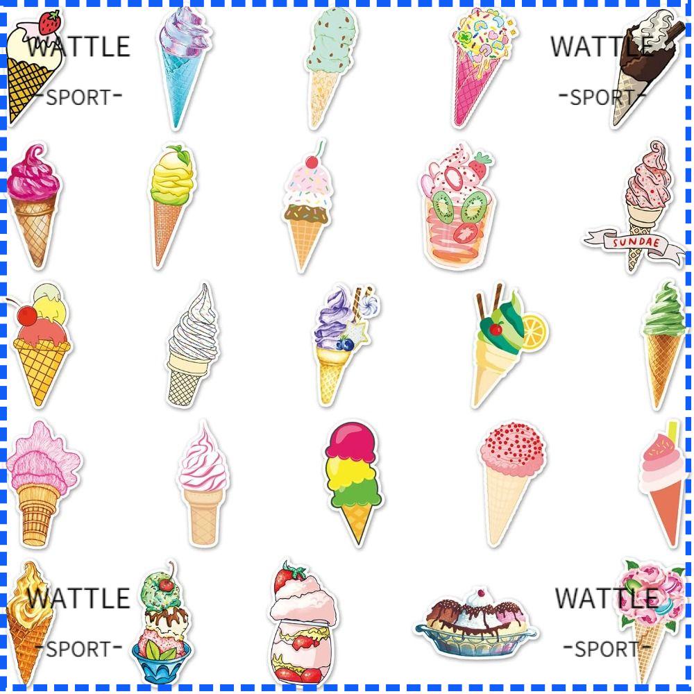 WATTLE 100 pcs Cute Sweet Ice Cream Sticker, 1.6 Inches Ice Cream ...