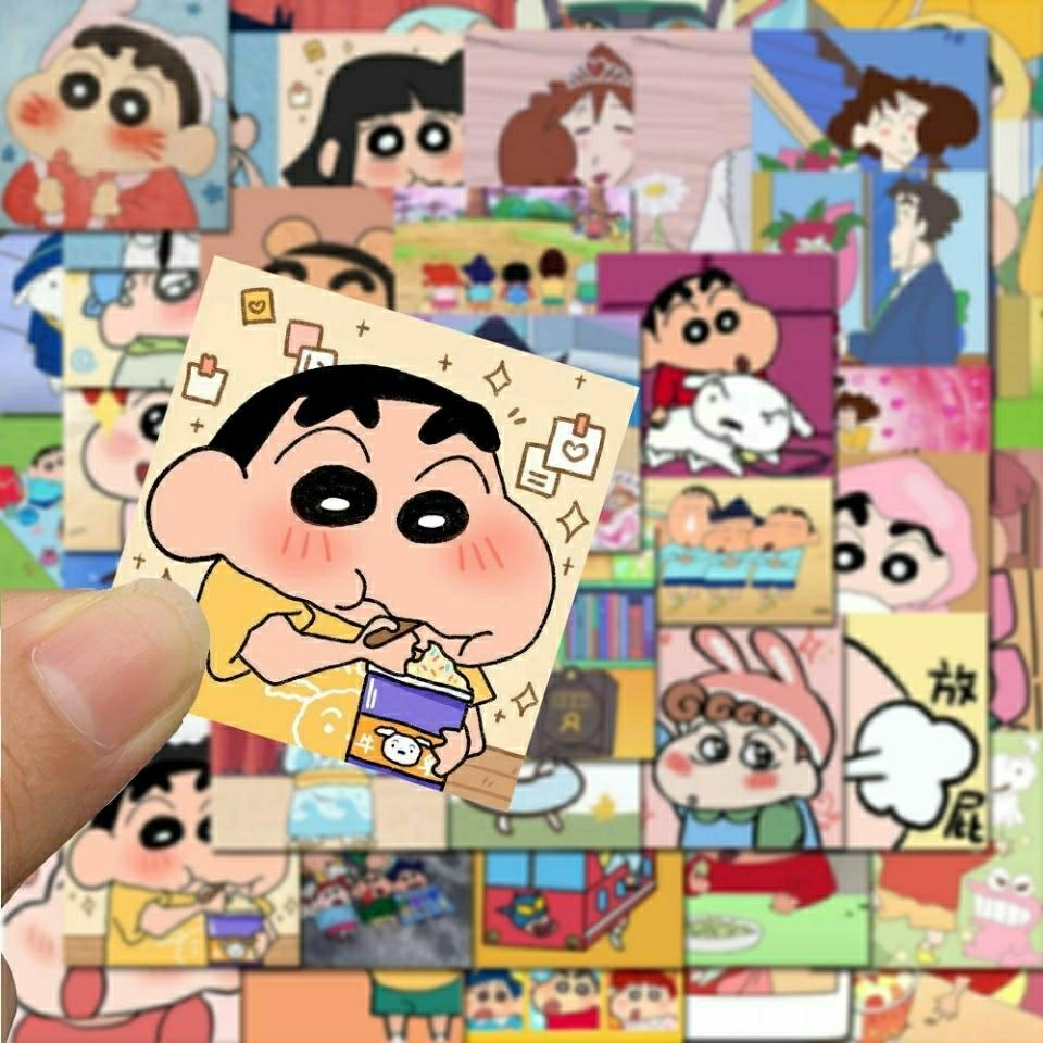 50 Sheets Crayon Shin-Chan Cute Animation Cartoon Handbook Stickers Non ...