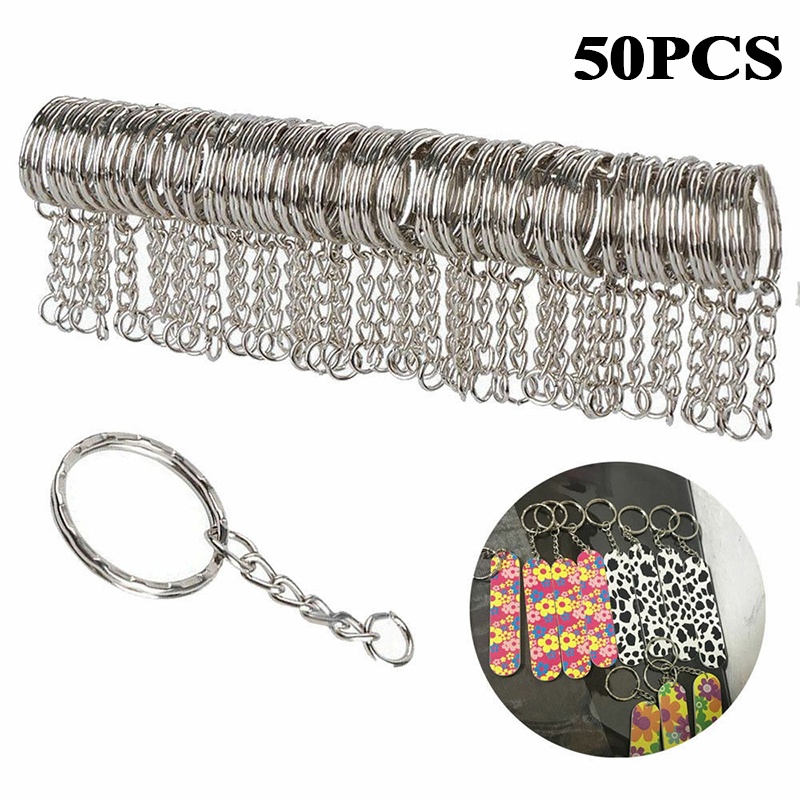 50PCS/SET Durable Silver Plated Splitable Keychain / 25mm Keyring / DIY ...