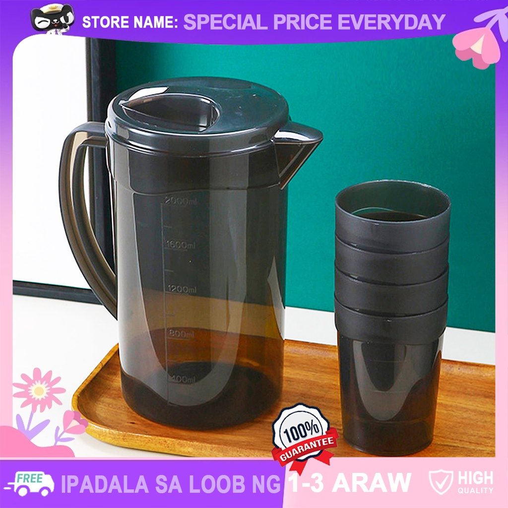 1800ml Pitcher with 4 Cups Large Fiberglass Pitcher Kit Fashion ...