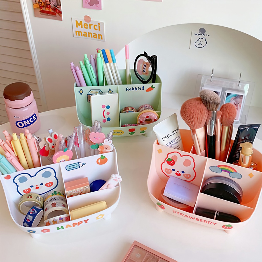 Desktop Pen Box Stationery Storage Comes With Cute Sticker GARIN ...