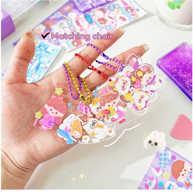 260 Pcs Boxed Lovely Cartoon Shiny Stickers Quicksand Cards Set Student ...