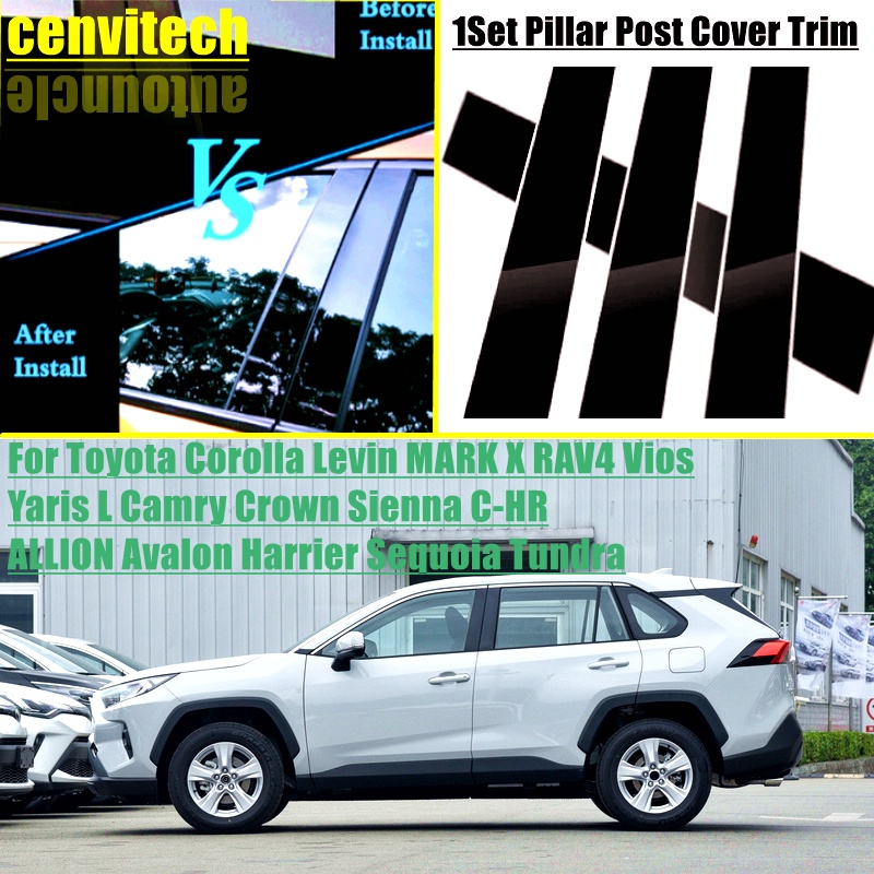 Car Door Window B C Pillar Posts Sticker Cover Trim PC Panel for Toyota ...