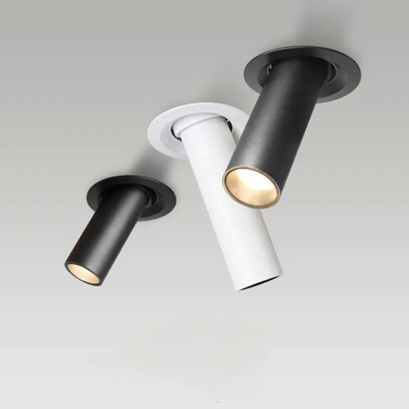 Black / White Long Tube Ceiling Recessed Led Point Lamp Angle Rotating ...