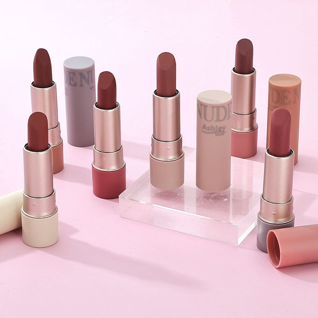 Ashley Shine 6 Colors Nude Lipstick 3.8g Waterproof Long Lasting Matte ...