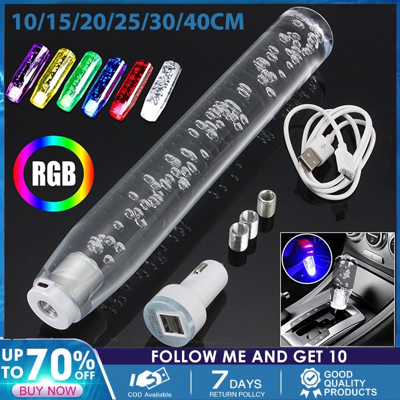 10/15/20/25/30/40CM Universal RGB Shift Knob Stick with LED Light Manual Crystal Bubble Gear ...