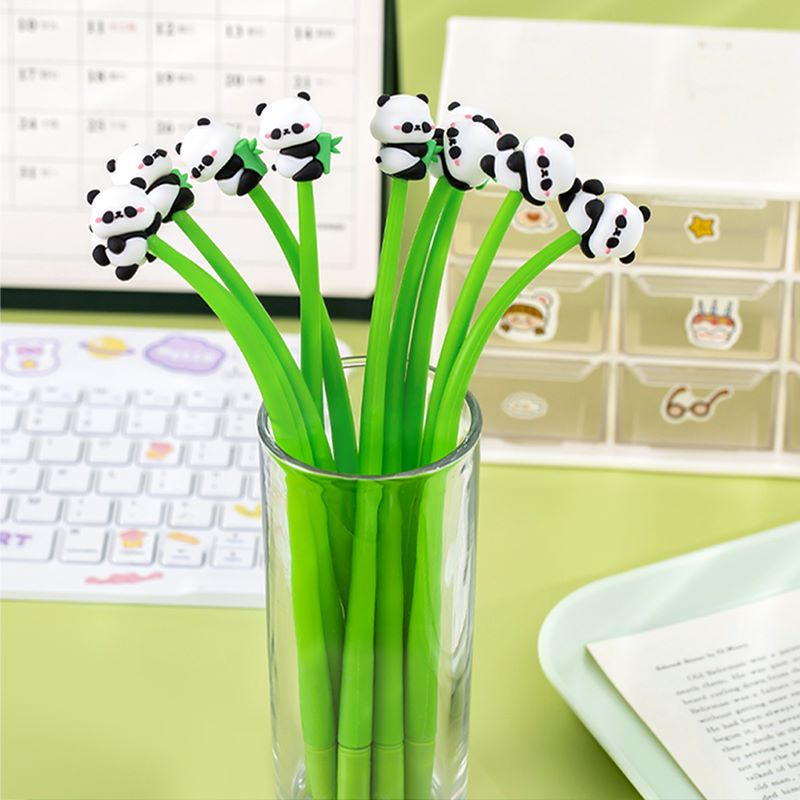 Black Ink Bamboo Panda Neutral Pen Bendable Silicone Heart Shape Gel ...