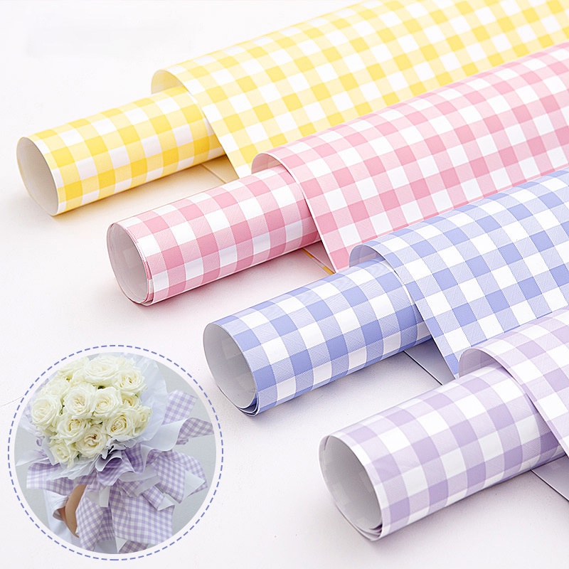 Plaid Check Bouquet Packaging Floral Packaging Materials Pearlescent ...