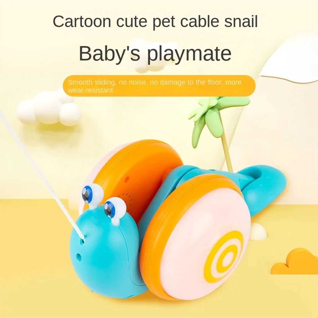 Baby Rope Pull Snail Toy Electric Trailer Toddler Walking Cartoon Toy ...