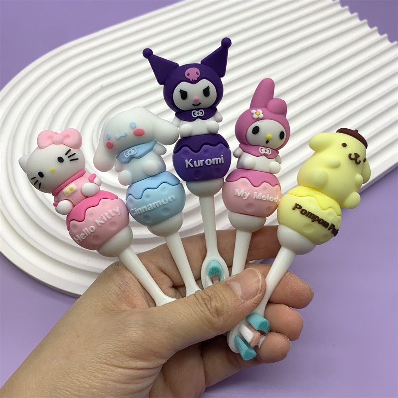 Sanrio Children Toothbrush Fine Soft Hair Tongue Scraper Deep Cleaning ...