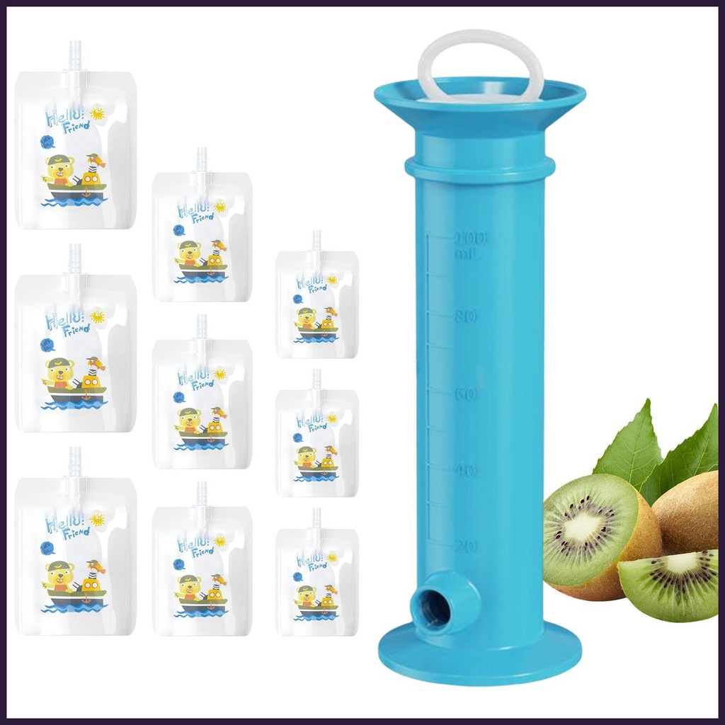 Fruit Squeeze Puree Filler Squeezer Filler with Reusable Pouches Kids ...