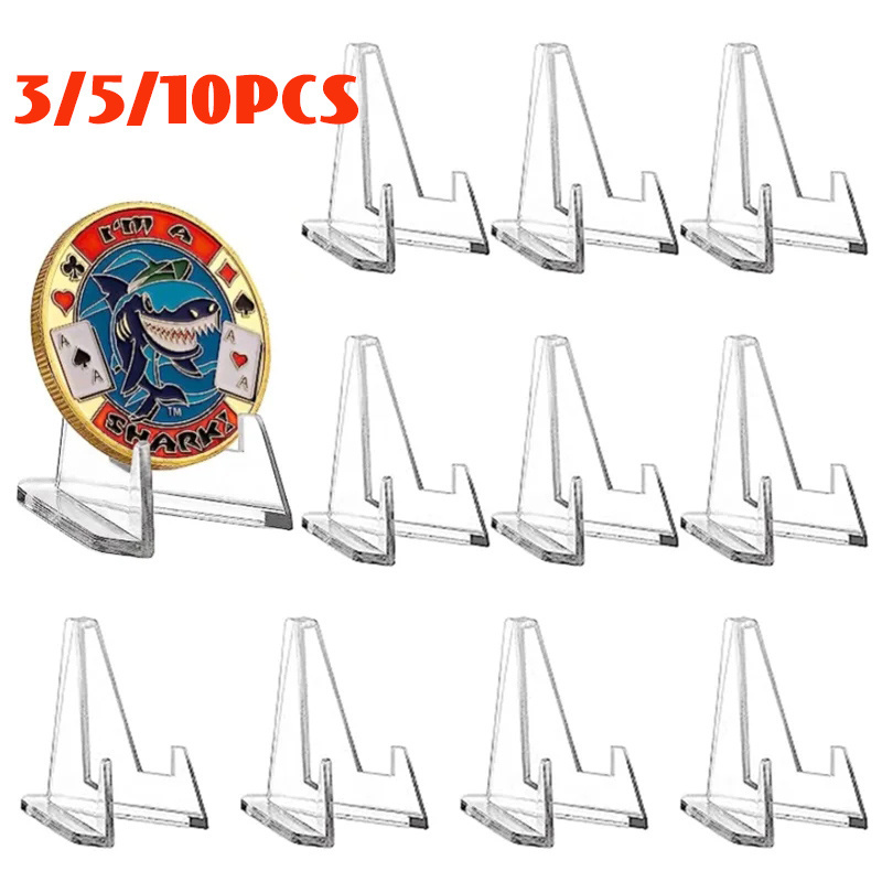 3/5/10Pcs Plastic Transparent Acrylic Commemorative Coin Display Stand ...