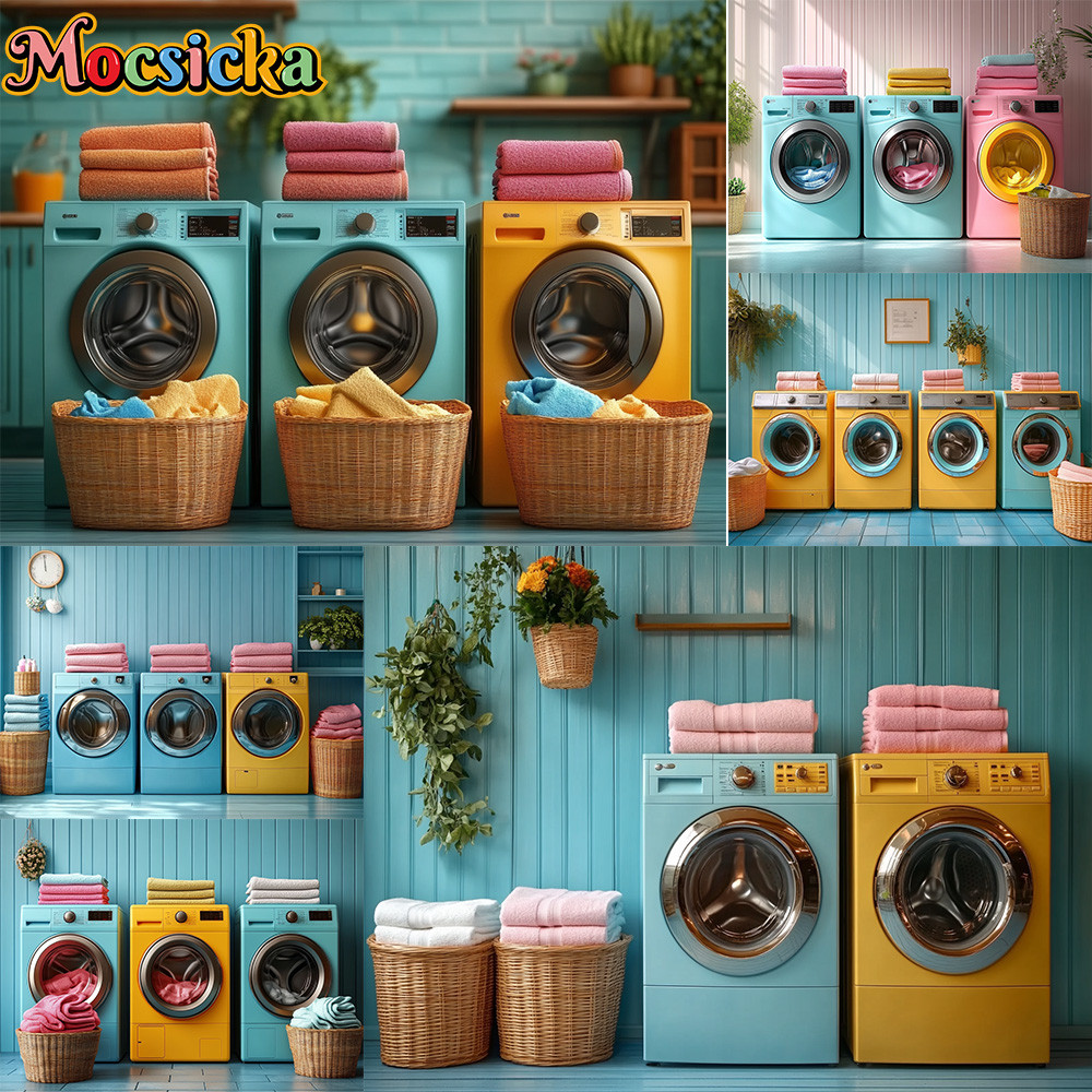 Photography Background Laundry Day Washing Machine Party Decora ...