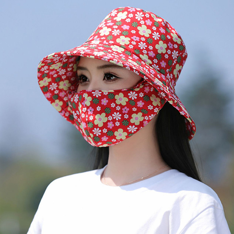 Sunshade Hat Women's Summer Sunscreen Big Eaves Shawl Hat Mask Face ...