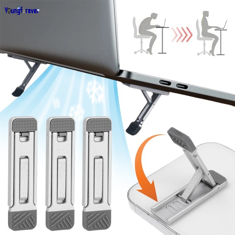 1Pc/2Pcs Universal Zinc Alloy Foldable Self-adhesive Laptop Stand Mount ...
