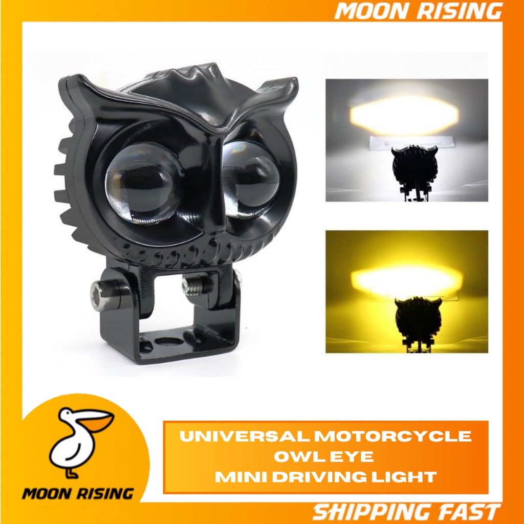 MOTORCYCLE LIGHTS OWL EYE MINI DRIVING LIGHT DUAL COLOR WHITE AND ...