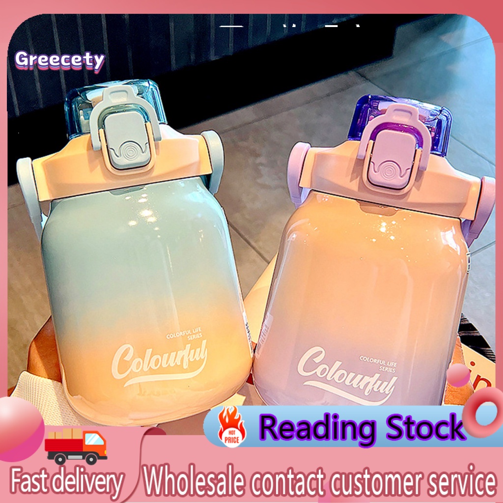 GEY_ 620ml Vacuum Cup Gradient Color Large Capacity Leakproof Double-drink Portable Handle Fill ...