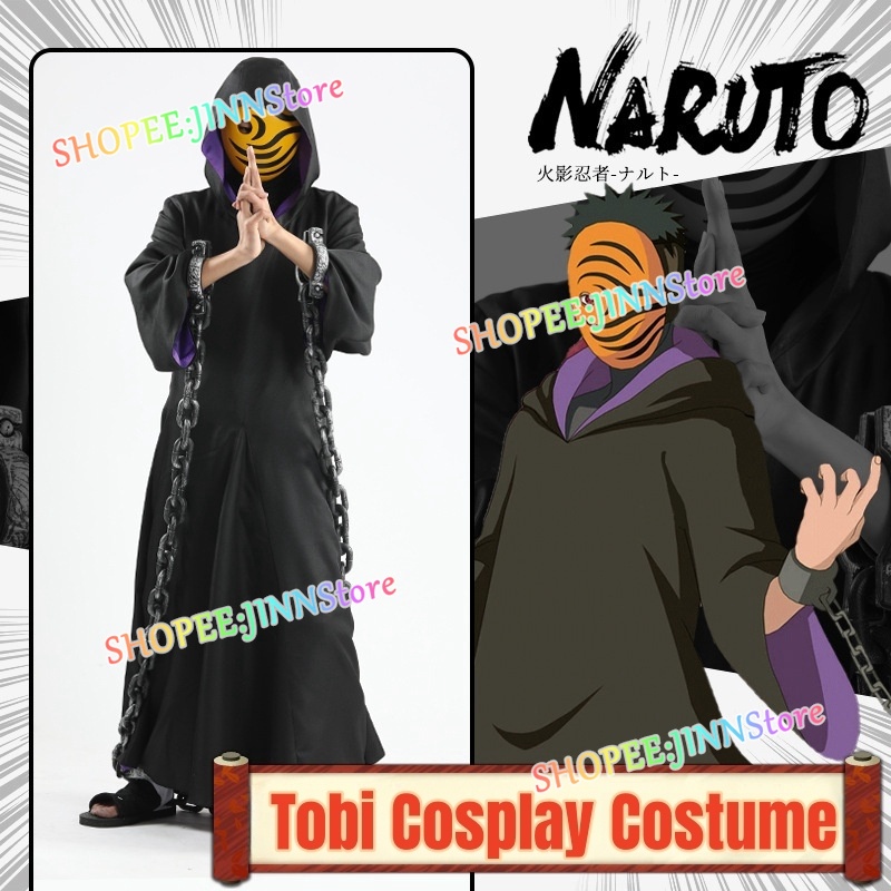 - JN - Tobi Uchiha Obito Anime Cosplay Costume Naruto Tobi Cloak+Mask ...