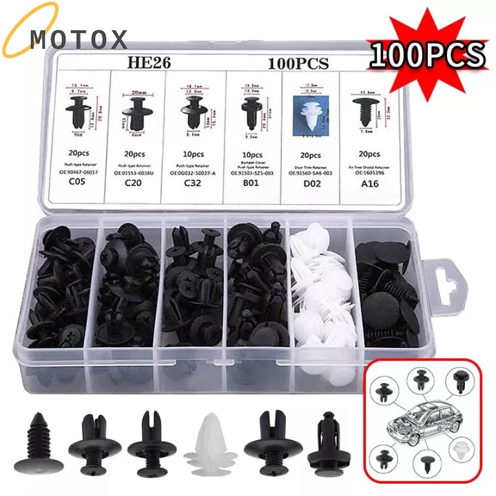 100Pcs Car Universal Fastener Clip Expanding Car Retainer Screw Mixed ...
