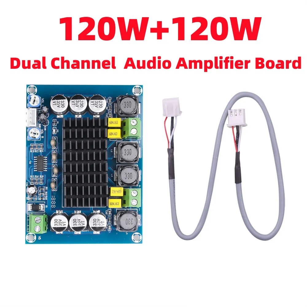 1PCS DC12-26V 2*120W Dual Channel Digital Stereo Audio Power Amplifier ...
