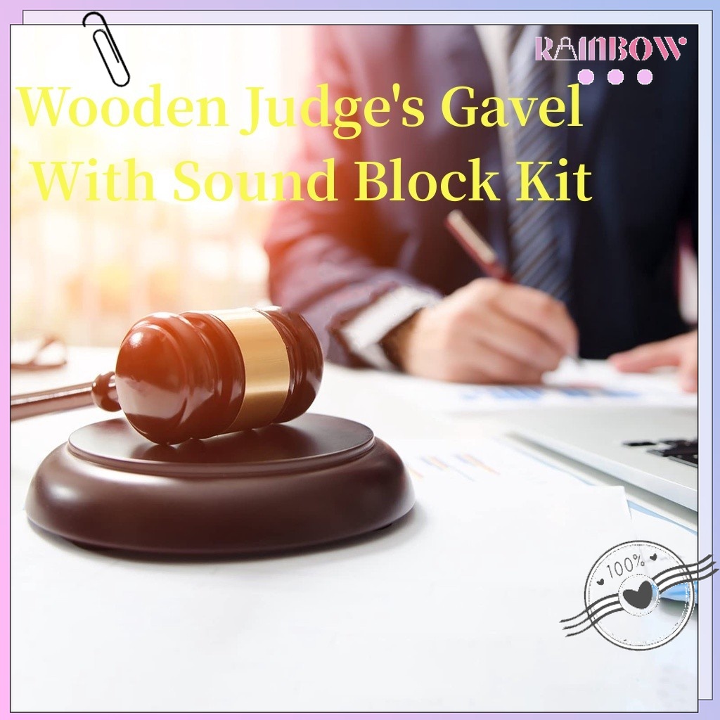 Wooden Judge's Gavel With Sound Block Auction Hammer Kit For Lawyer ...