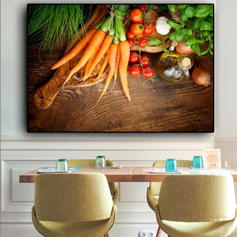Vegetables Grains Spices kitchen Food Canvas Painting Green Plant ...