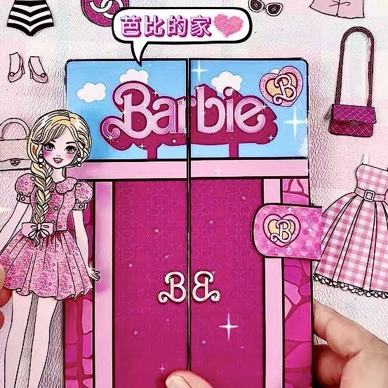 Cute Girly Heart Barbie Doll Dress Up Girl Role Play Quiet Book Pinch ...