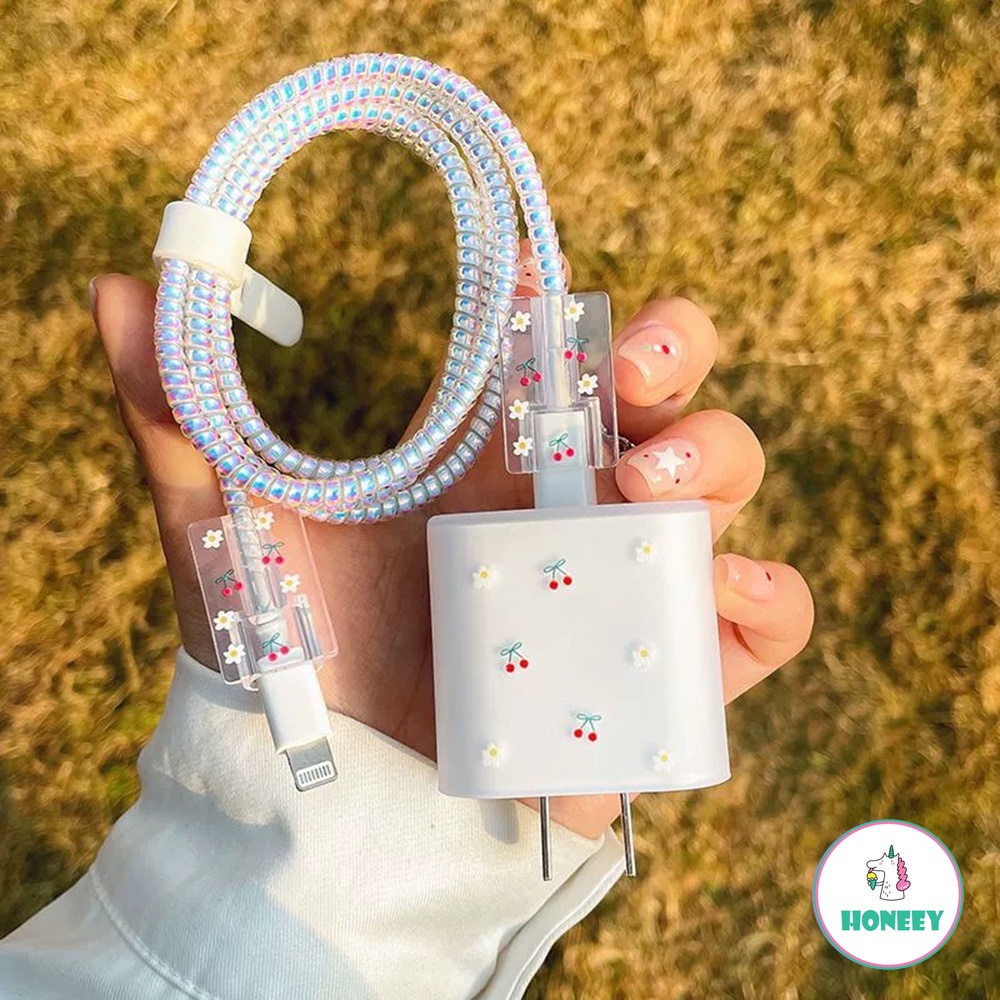 Vintage Daisy Pink Cherry Charger Protector Cover for Apple Charger 18 ...