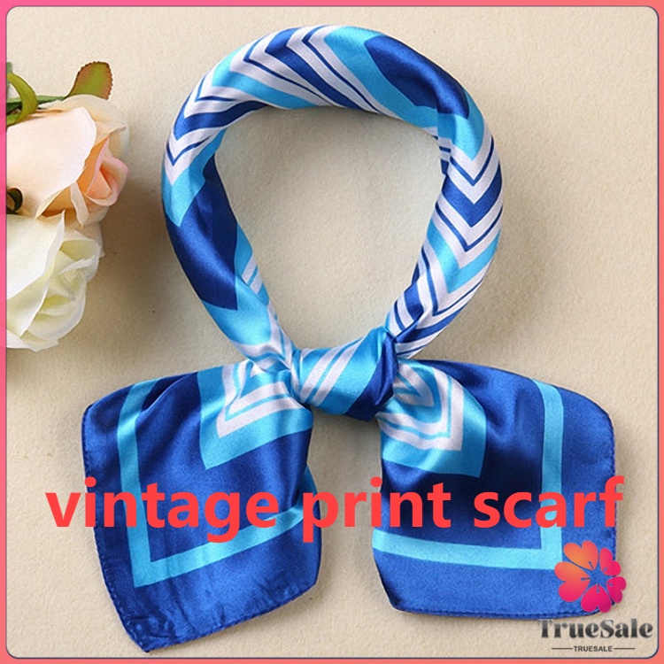 TRUESALE Women's fashion vintage print scarf satin 90*90cm large square ...