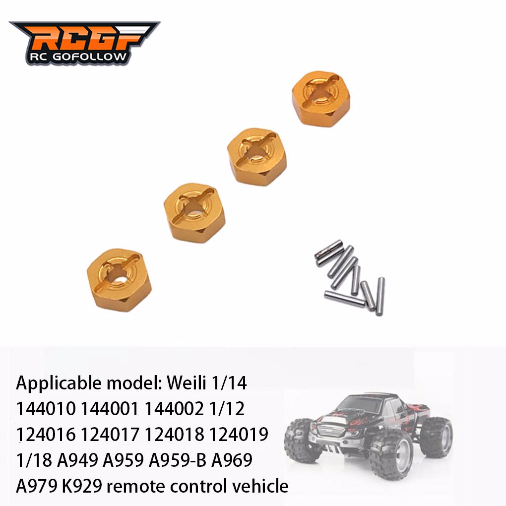 RCGOFOLLOW Aluminum Hexagon Wheel Hex Mount Hub Pin Set For 1/18 Wltoys ...