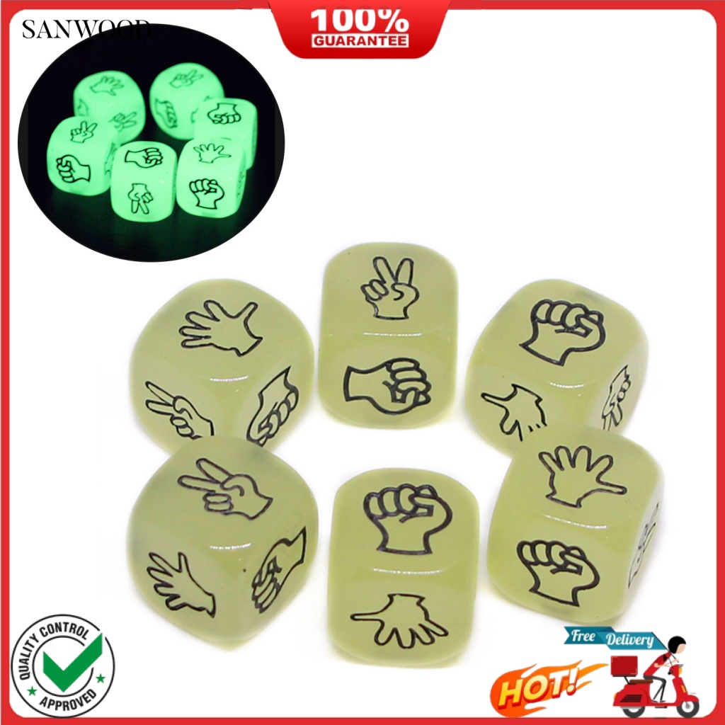 SW.Z Finger Guessing Dice Rock Paper Scissors Dice 6 Sided Glow in the ...