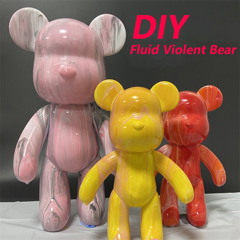 NEW Diy Fluid Violent Bear Paint Graffiti Hand-painted Fluid Bear Set White Embryo Bear | Shopee ...
