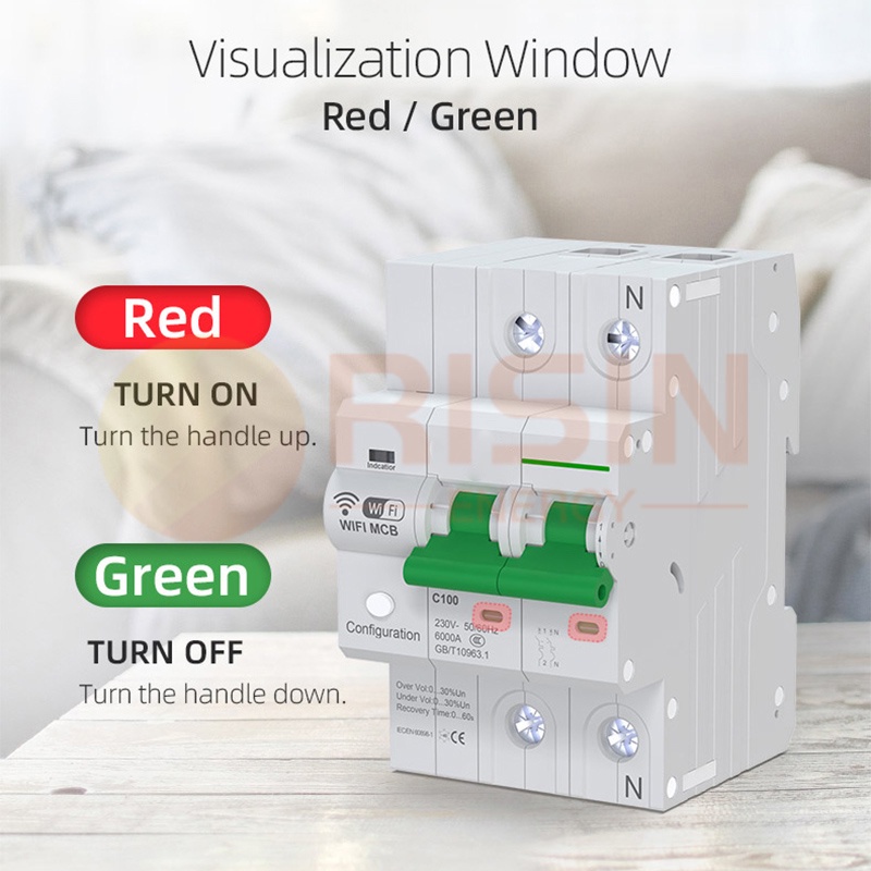 16A 32A 63A Smart Wifi Remote Control MCB 2 Poles 100A Tuya Wifi ...