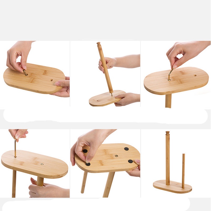 Wooden Paper Towel Holder Kitchen Countertop Vertical Tissue Rack ...