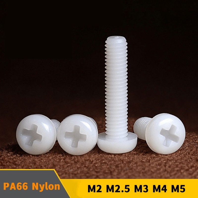 White Nylon Plastic Phillips Pan Head Cross Round Screw Metric Thread ...