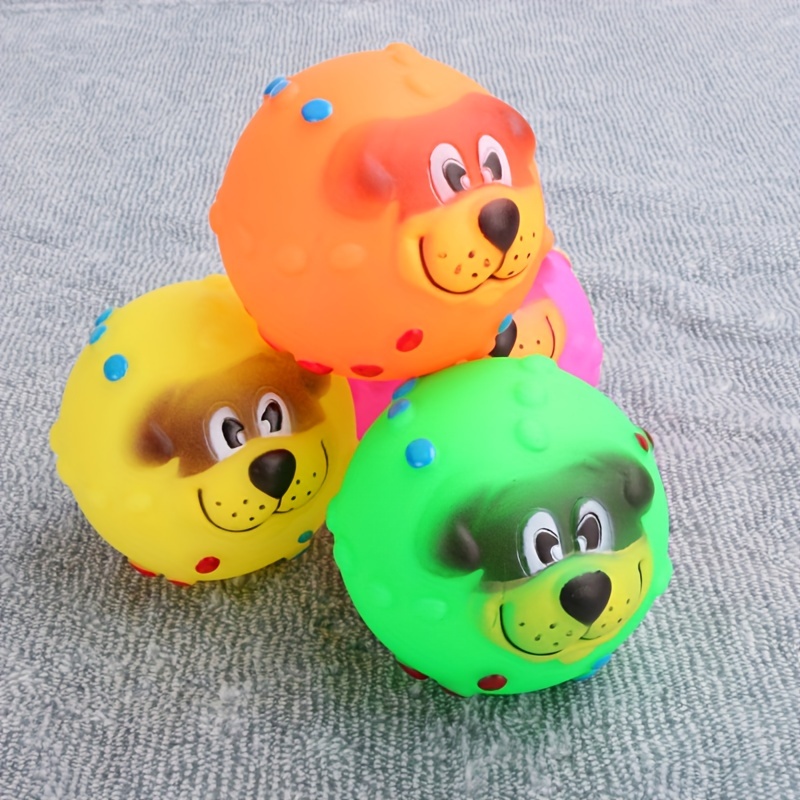 Dog Ball, Cute Pet Puppy Dog Face Ball Molar Throwing Training Soft ...