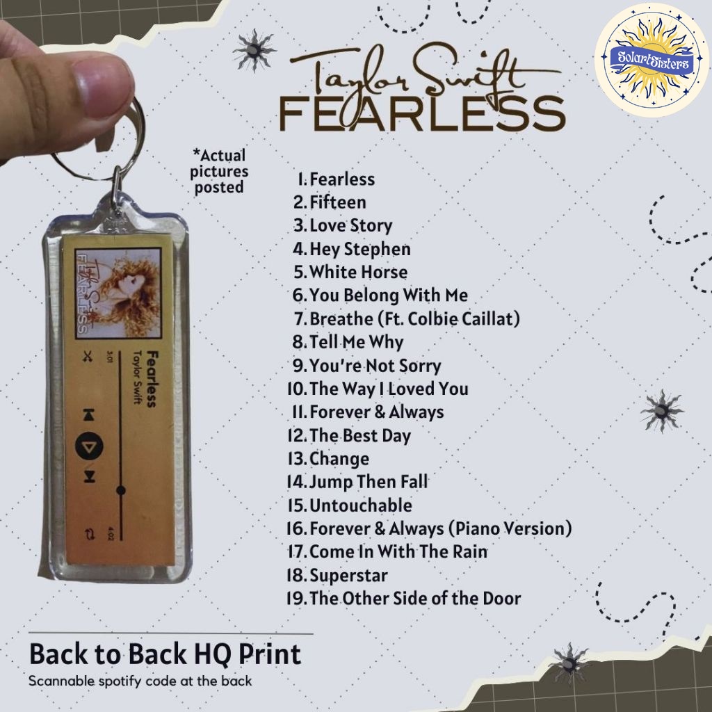 Taylor Swift (FEARLESS ERA) Spotify Songs Albums B2B Acrylic Keychain ...