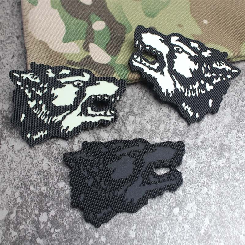 Reflective Velcro Patch Badge Engraved Luminous Sticker Animal Head ...