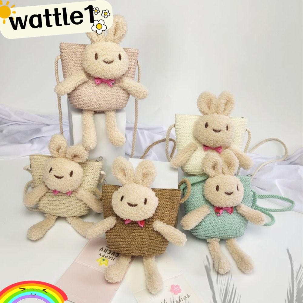 WTTLE Mini Straw Bag, Zipper Cartoon Rabbit Kid Messenger Bags ...
