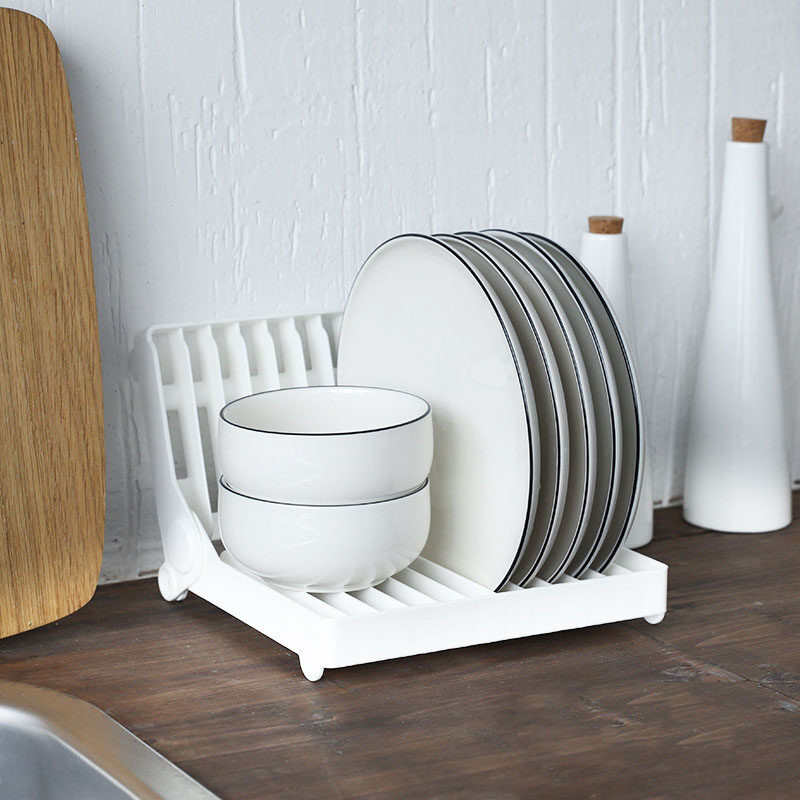 Kitchen Foldable Dish Plate Drying Rack Organizer Drainer Plastic ...