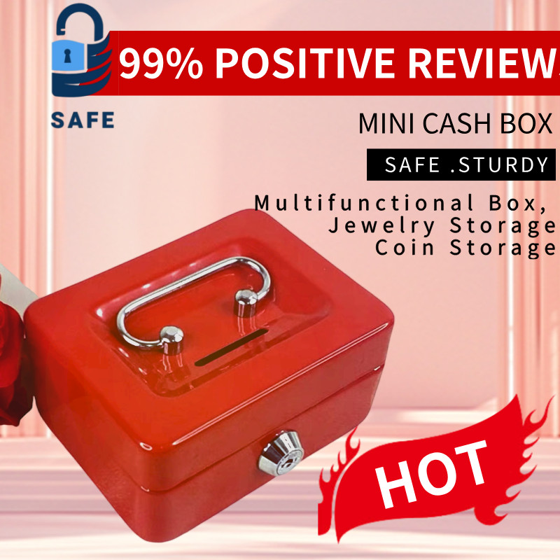 SAFE Mini Cash Box Coin Cash Box With Lock Cashier Box Safety Piggy ...