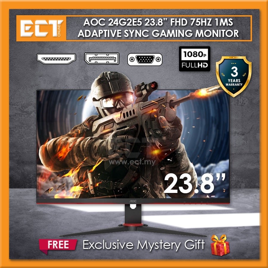 AOC 24G2E5 23.8" FHD 75Hz 1MS Adaptive Sync Gaming Monitor (HDMI, DP ...