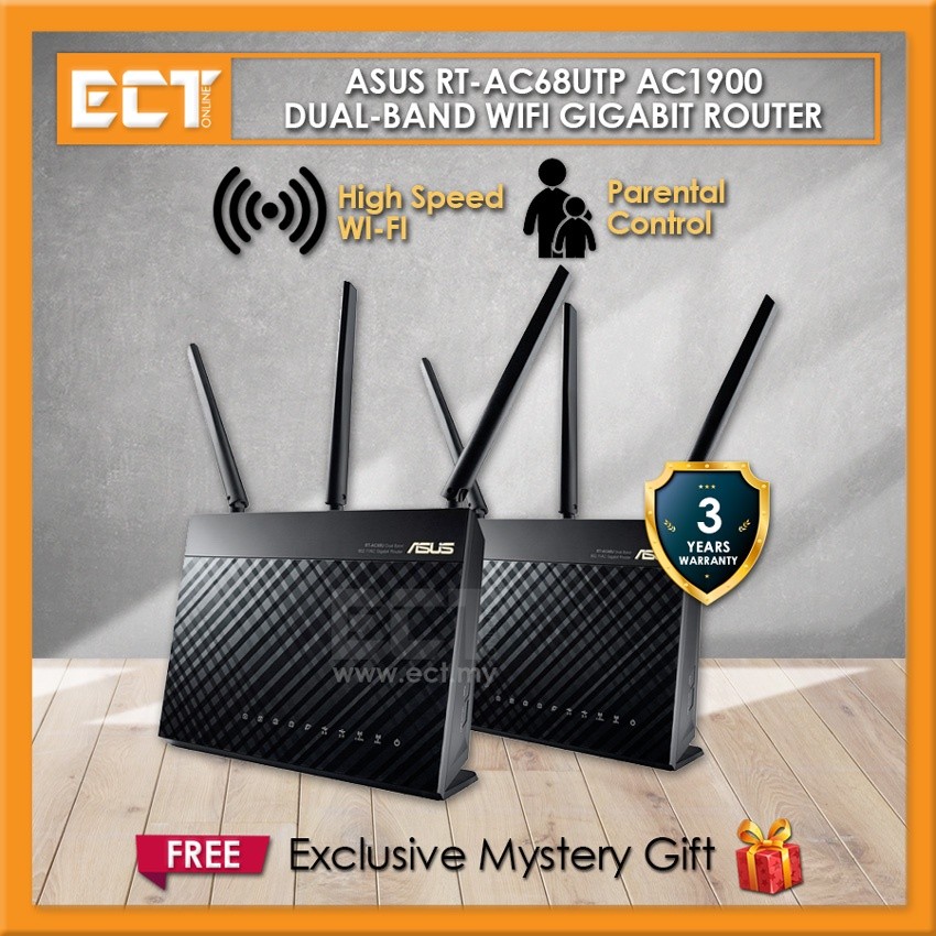 Asus RT-AC68UTP AC1900 Dual-Band Wi-Fi Gigabit Router - Twin Pack ...
