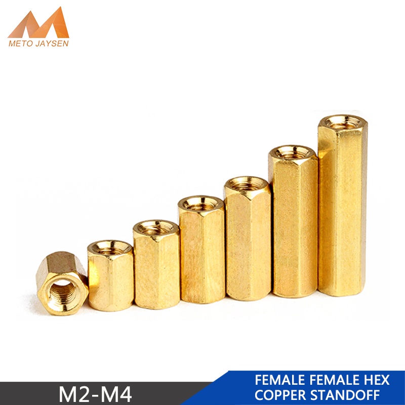 M2 Brass Hex Standoff Spacer Column Female to Female Screw Copper Flat ...