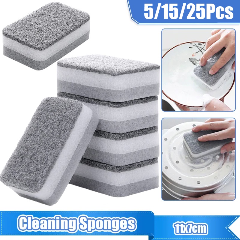 5/15/25Pcs Kitchen Thickened Cleaning Sponges/3-Layers Rich Foaming ...