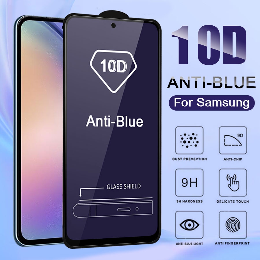 Full Glue Anti Blue Light Tempered Glass For samsung Galaxy A34 A14 A54 5G A23 A10 S21 Fe A20 ...