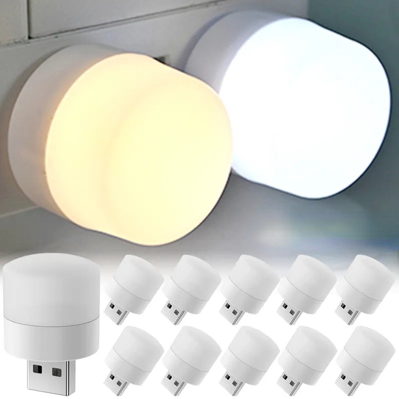 USB Plug Lamp Mini LED Night Light Computer Mobile Power Charging Eye Protection Reading Lights ...